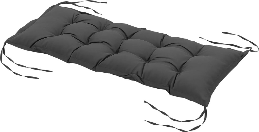 Outsunny Polštář na Sedák 100x40 cm s Uchycením, 10cm Silná Výplň, Pratelný Sedák pro Domov, Zahradu, Pohovky, Židle, Tmavě Šedý | Aosom