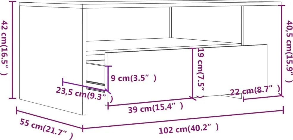 vidaXL Konferenční stolek 102x55x42 cm kompozitní dřevo [810918] Barva: Bílá