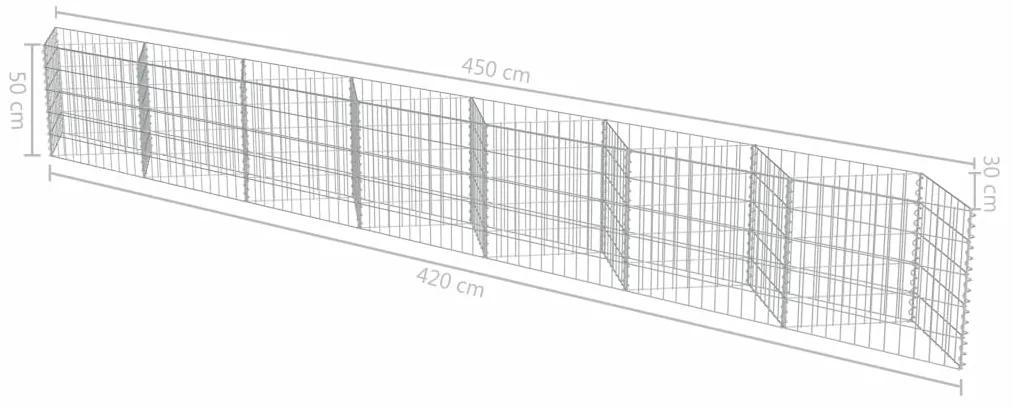 Gabionová zeď pozinkovaná ocel 450 x 30 x 50 cm,  143572