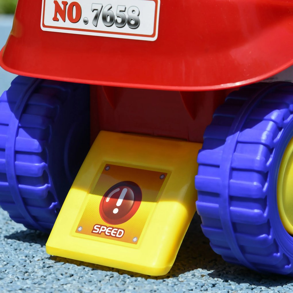 AIYAPLAY Push Car Walker Dětský požární vůz s tlačnou hračkou 18-36 měsíců Úložný prostor Světla Hudba Červená