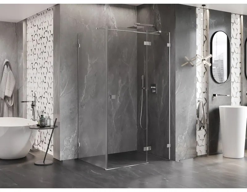 Mexen Lunar T, sklopný pravý sprchový kout 140 x 100 cm, 8mm čiré sklo, chromový profil, 834T-140-100-01-00-P