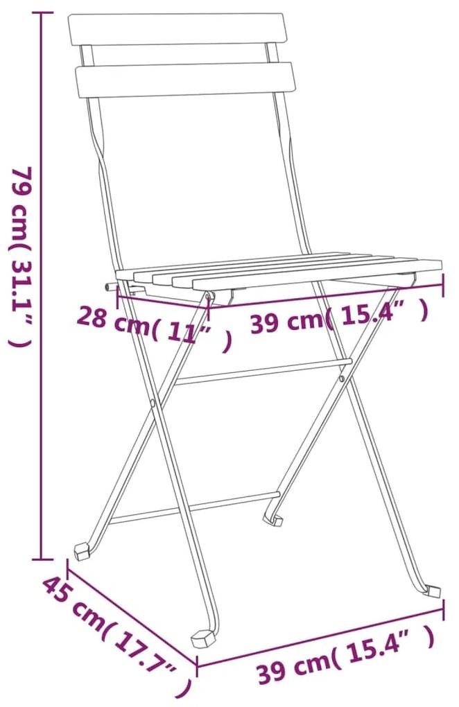 Skládací bistro židle 4 ks masivní akáciové dřevo a ocel,  319975