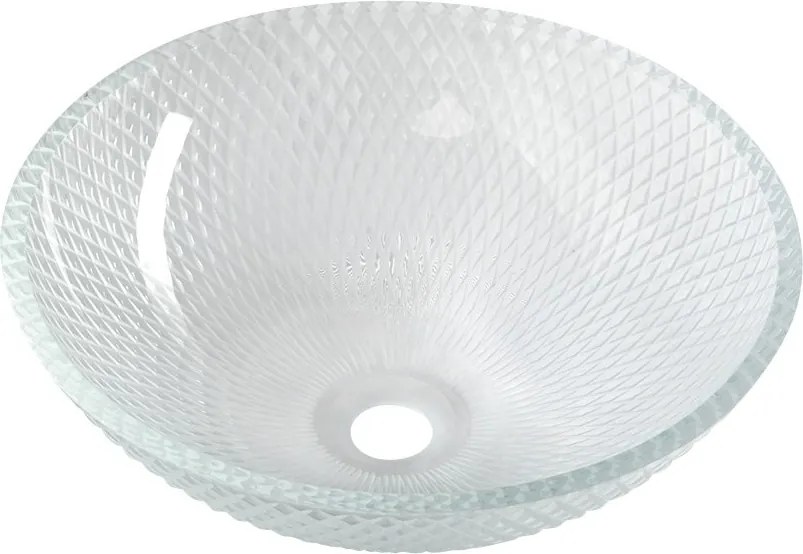 Sapho Sapho, PUKETA skleněné gravírované umyvadlo, průměr 42 cm, čirá, TY165