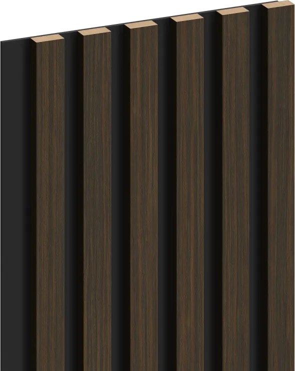 Mexen Lam-B, akustické stěnové lamely 275 × 30 cm, HDF deska 4 mm, technická dýha, ořech pálený, S100-275307-3015-024