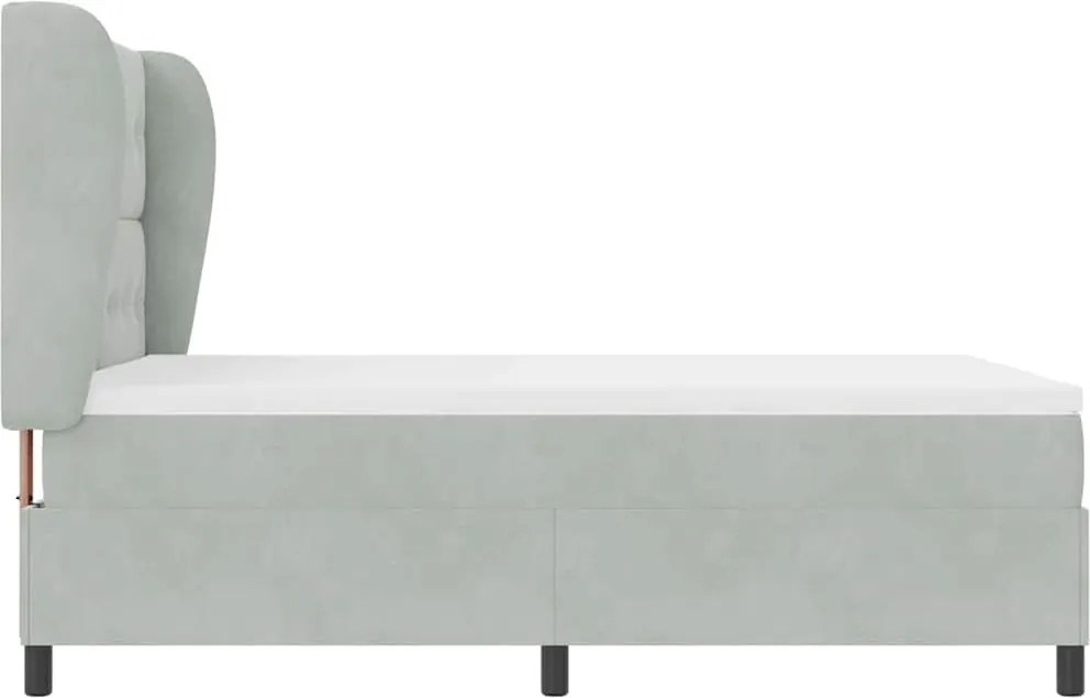 Postel s boxspringem s čelo Světle šedá 200 x 160 cm samet 3340934