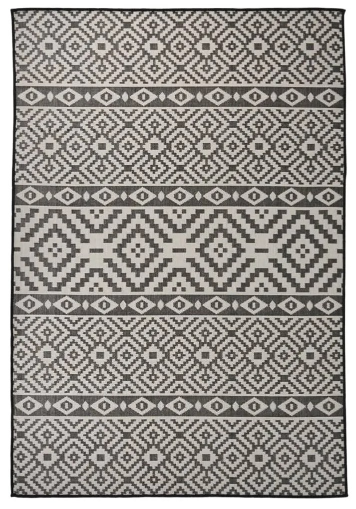 Venkovní hladce tkaný koberec 160x230 cm černé pruhy 340853