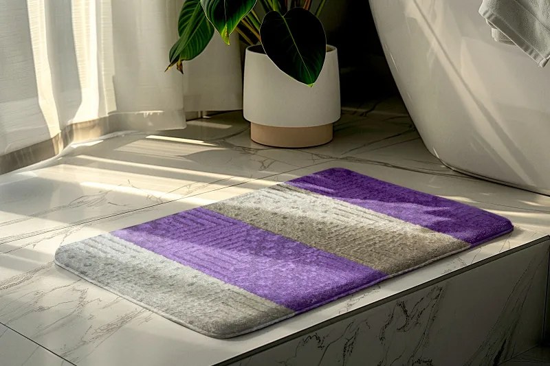 Ervi koupelnová předložka fialová/béžová SLV Comfort, 50×80 cm