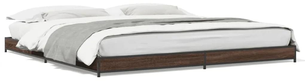 Rám postele hnědý dub 180 x 200 cm kompozitní dřevo a kov - Default Title