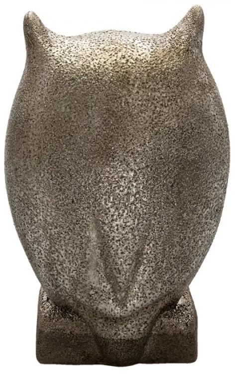 Šedá keramická dekorace sova s patinou – 17x13x29 cm