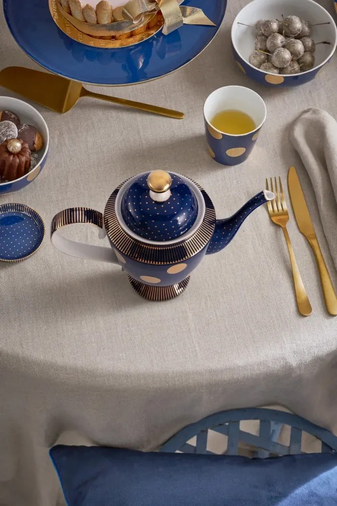 Pip Studio Dot Delight Navy-gold čajová konvice 1,25l, modrá-zlatá (Nádherná čajová konvice v jedinečném designu)