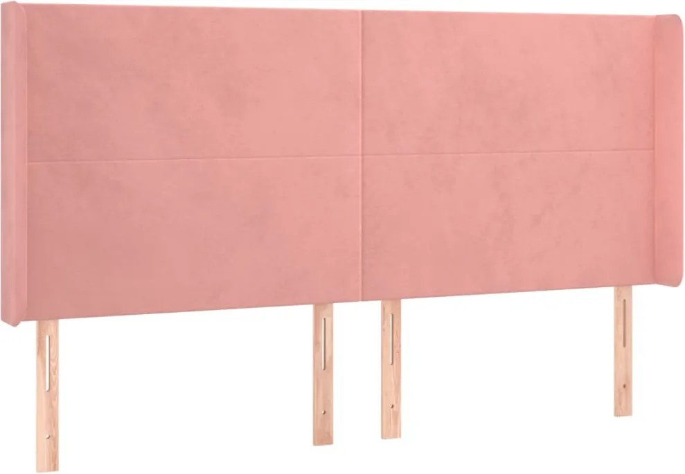 Box spring postel s matrací a LED růžová 160x200 cm samet 3139456