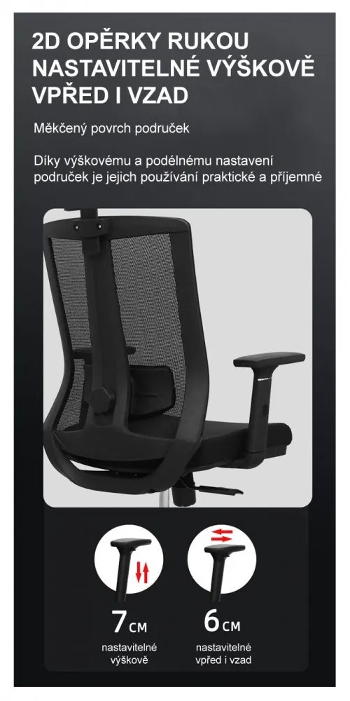 Kancelářská ergonomická židle Neoseat SABRINA — síť / látka, černá, nosnost 150 kg