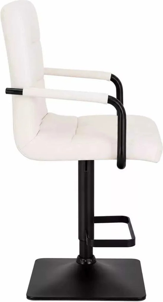 LuxuryForm DESIGN Barová židle VERONA BLACK na černé hranaté podstavě - bílá