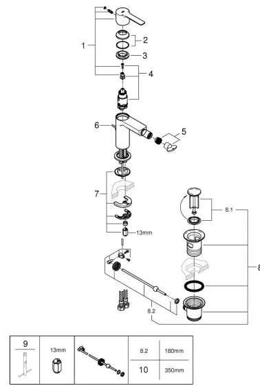 GROHE 33848AL1 - Bidetová baterie LINEARE velikost S grafit