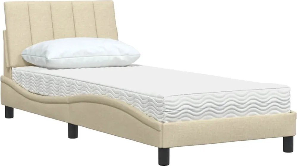 Postel s matrací Hanko krémová 80 x 200 cm textil 3310494