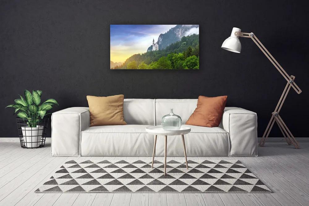 Obraz na plátně Zámek v Horách Les Krajina 140x70 cm