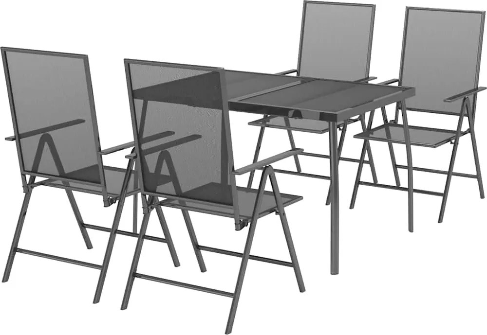 5dílný zahradní jídelní set antracitový ocel 3187979