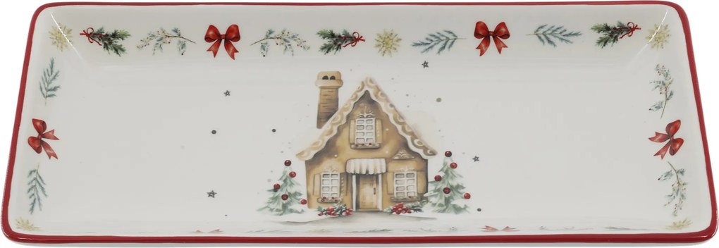 Vánoční keramický podnos Chalet de Noël – 28*12*3,5 cm