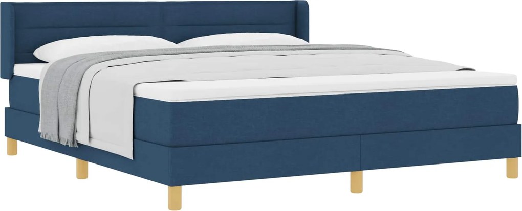 Postel s boxspringem s matrací s čelo Modrá 200 x 180 cm textil 3341250