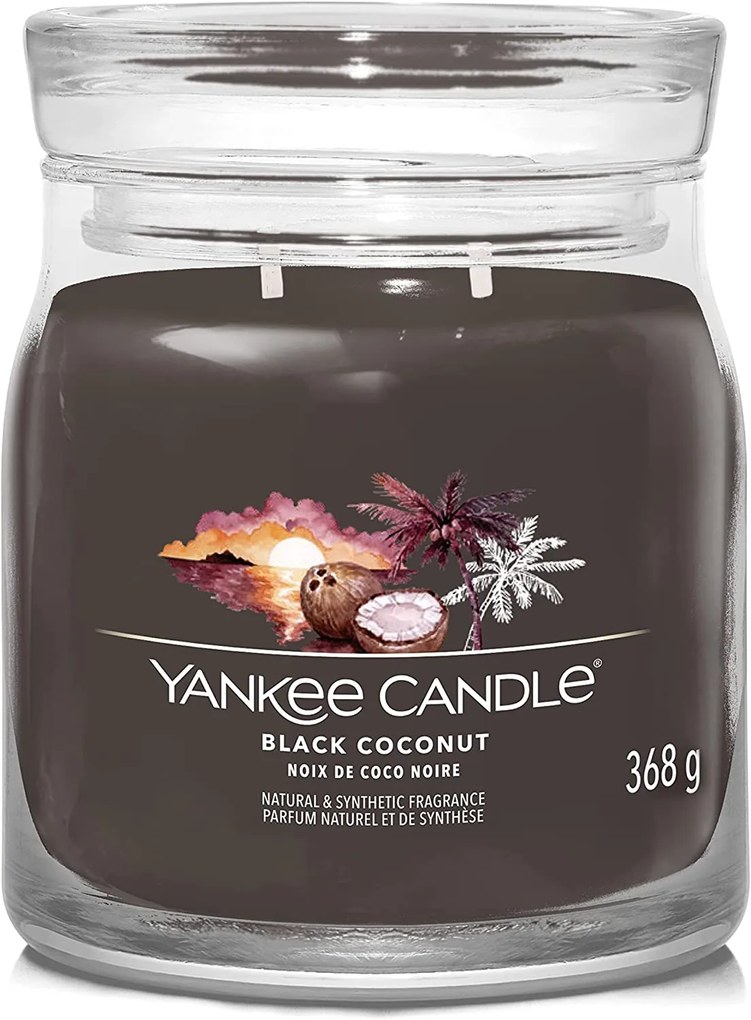 Yankee Candle vonná svíčka Signature ve skle střední Black Coconut 368g