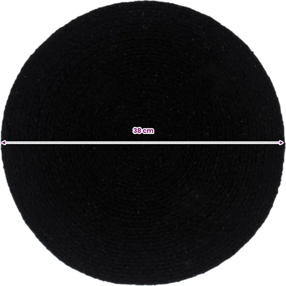 Prostírání 4 ks černé 38 cm kulaté bavlna 133844