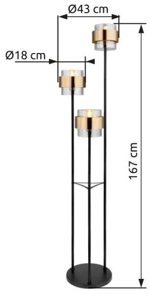 Globo 15560S - Stojací lampa MILLEY 3xE27/60W/230V