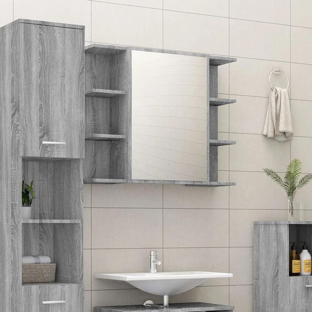 Petromila Koupelnová zrcadlová skříňka šedá sonoma 80x20,5x64 cm kompozit