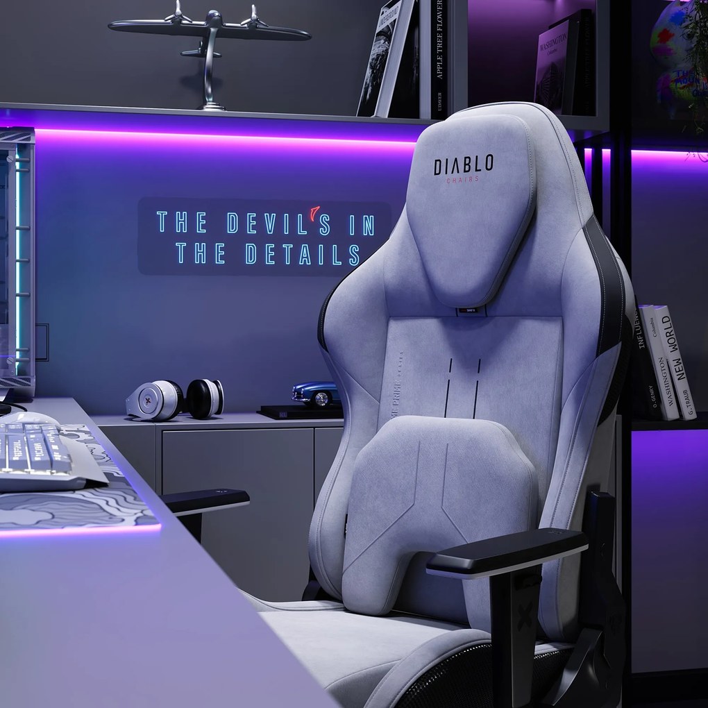 Herní židle Normal Size, šedý-černý: Diablo X-One Prime Nightwolf Moon