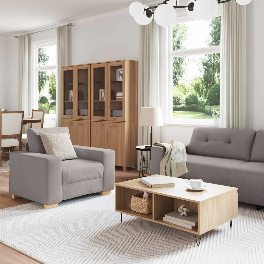 Pohovka 3 ks Taupe Lněná směs 3324634