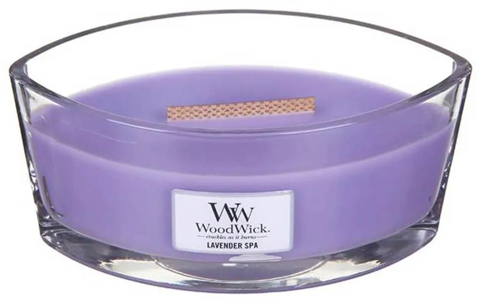 WoodWick Vonná svíčka WoodWick - Lavender Spa 454g, fialová barva, sklo, vosk