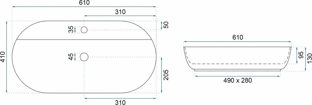 Rea Aura, umyvadlo na desku 61x41x13 cm, imitace kamene, REA-U8003