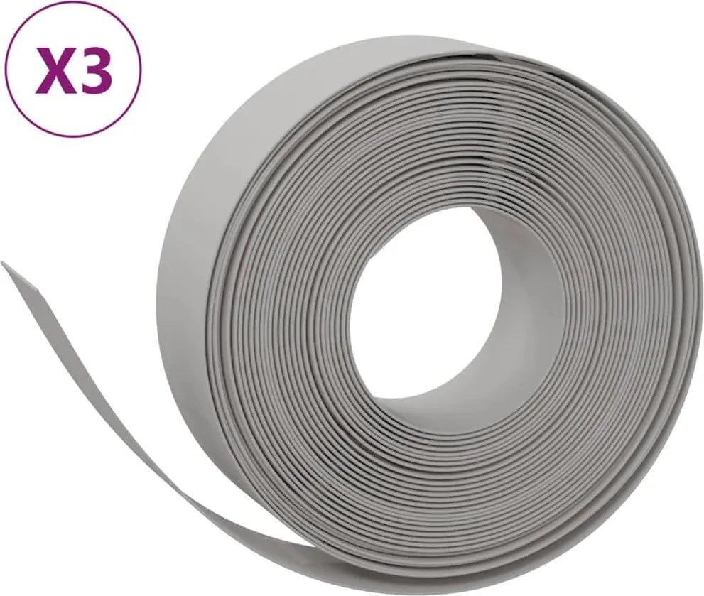 Travní lemy 3 ks šedé 10 m 15 cm polyethylen 3155441