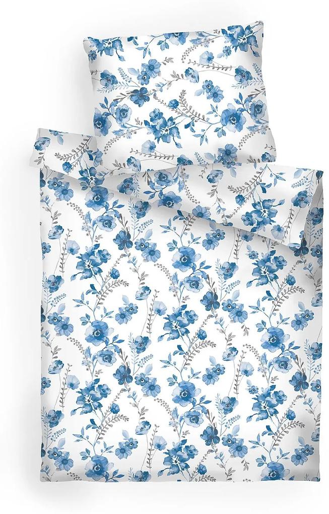 Dadka Povlak na polštář flanel Kvítí modré na bílém 70x90 cm