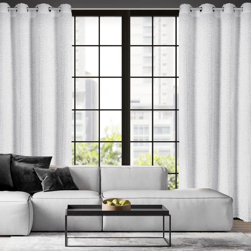 ZÁVĚS NA KROUŽCÍCH TIFFANY 135X250 CM BÍLÁ
