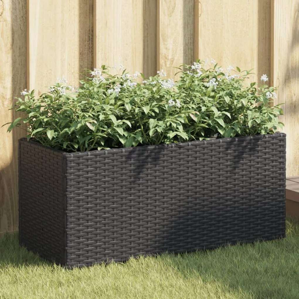 Zahradní truhlíky se 2 květináči 2 ks černé 72 x 30 x 32 cm 3210528