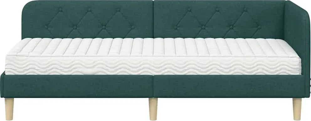 Rohový rám postele Tmavě zelená 80 x 200 cm textil 3394105