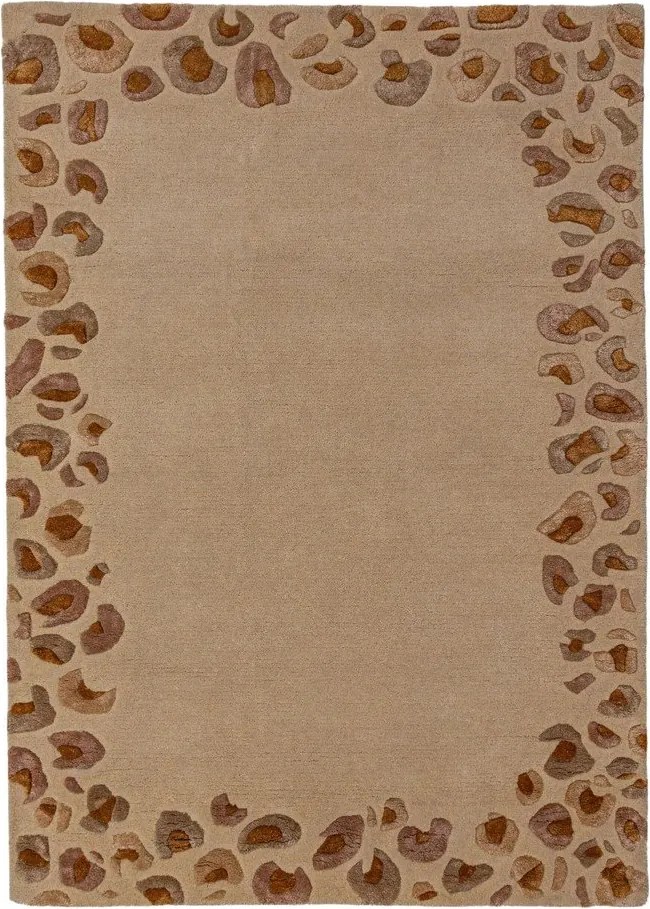 Ručně tkaný koberec s příměsí vlny v přírodní barvě 160x230 cm Leopard Frame – Flair Rugs