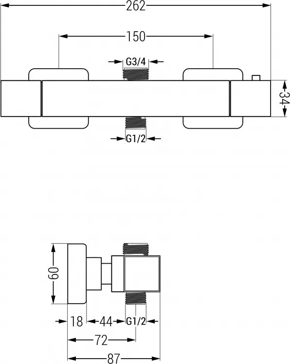Mexen CUBE termostatická baterie s horním připojením, chrom, 77250-00
