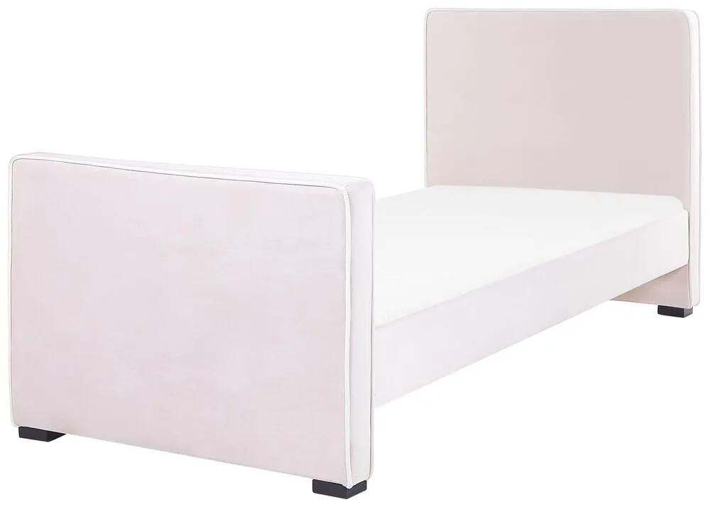 Sametová postel90 x 200 cm růžová TEENIE Beliani