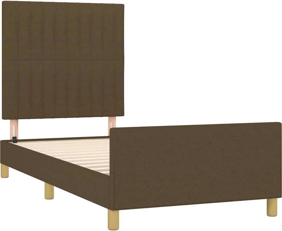 Rám postele bez matrace tmavě hnědý 90 x 200 cm textil 3125190