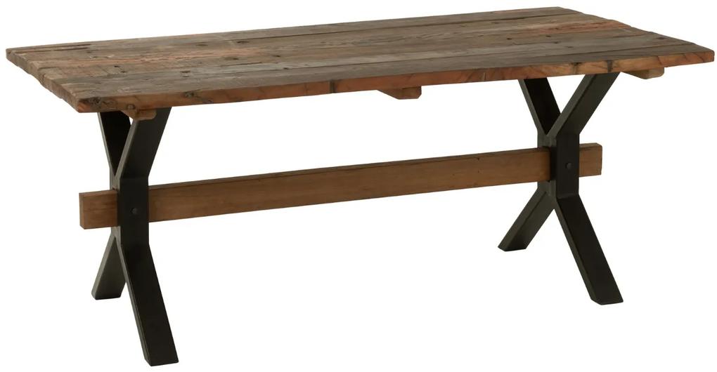OnaDnes -20% Hnědý dřevěný jídelní stůl J-line Talia 180 x 90 cm