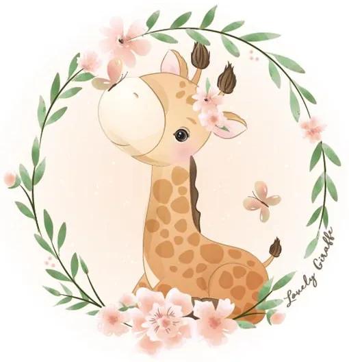 Plakát Žirafka v květinách