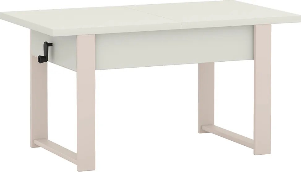 Rozkládací polohovací konferenční stolek HOGO 3v1 | 120-157x62,5-74,5x67 cm | síla horní desky 32 mm | bílá/nohy kašmír