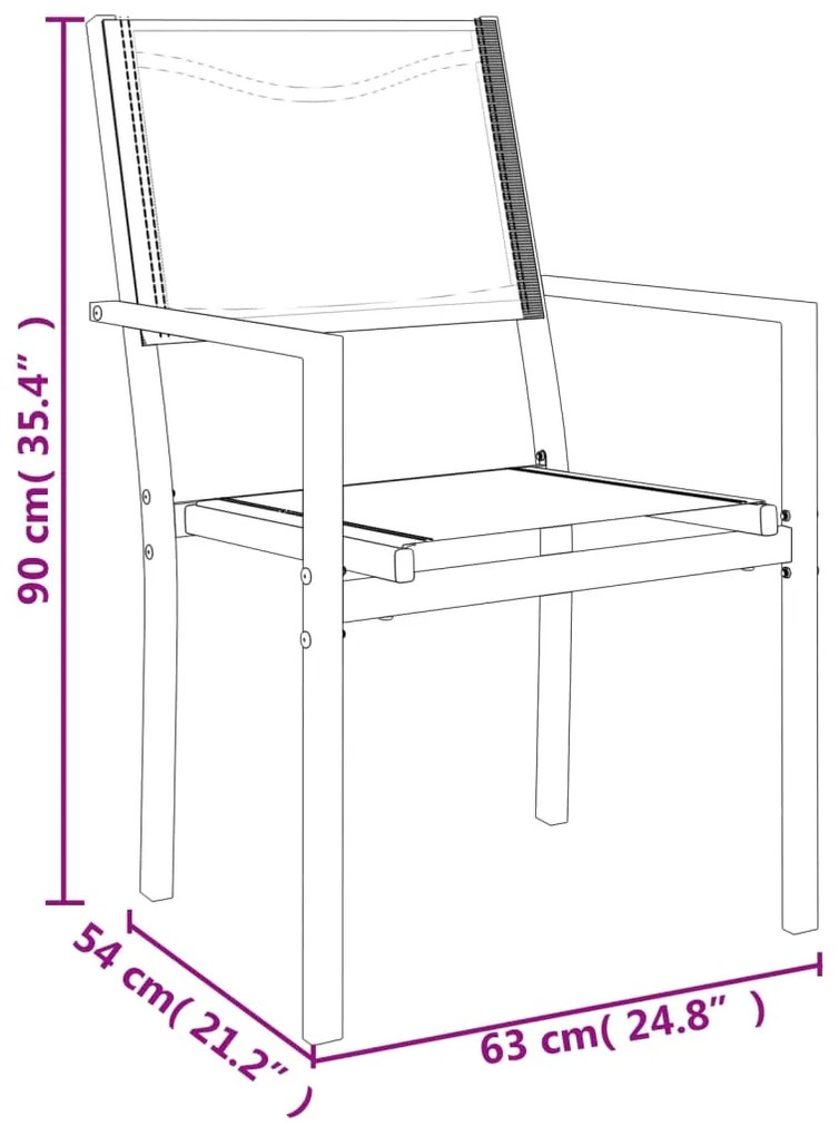 7dílný zahradní jídelní set černý ocel a textilen,  3200732