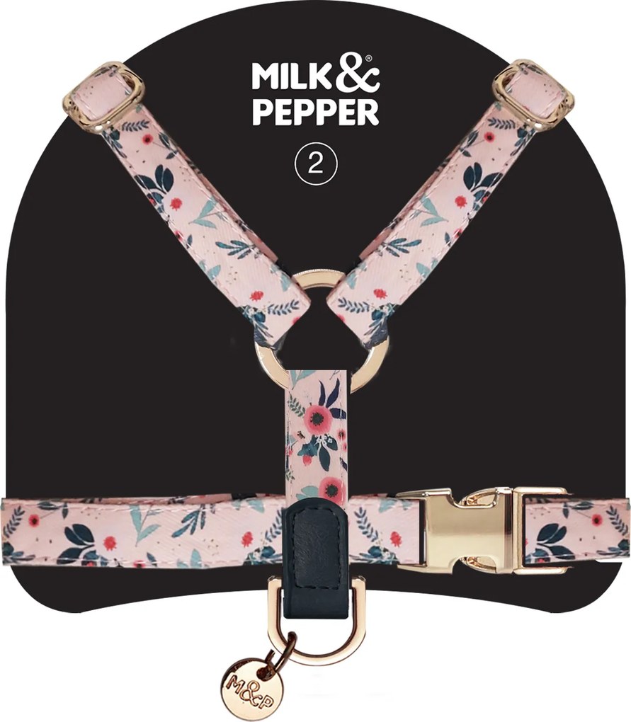 MILK&PEPPER Postroj pro psy Axelle Fleuri Rose Velikost: 45
