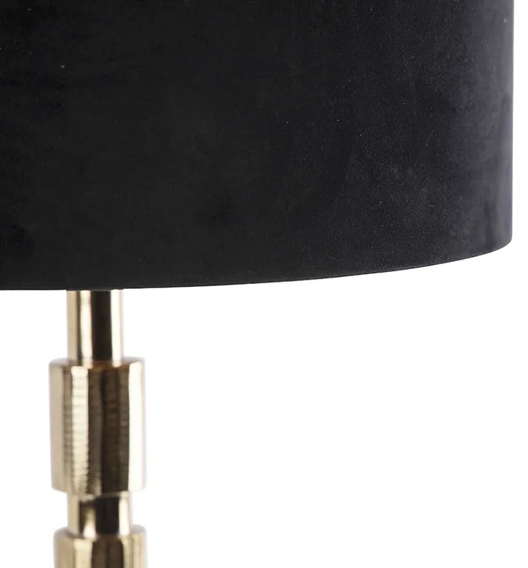 Stolní lampa ve stylu art deco zlatá se sametovým odstínem černá 35 cm - Torre