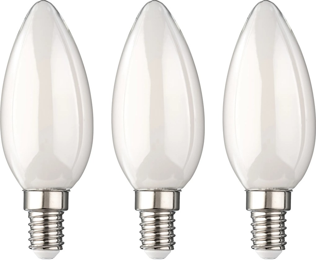 Livarno® Filamentová LED žárovka, 3 kusy (svíčka E14 mléčná)