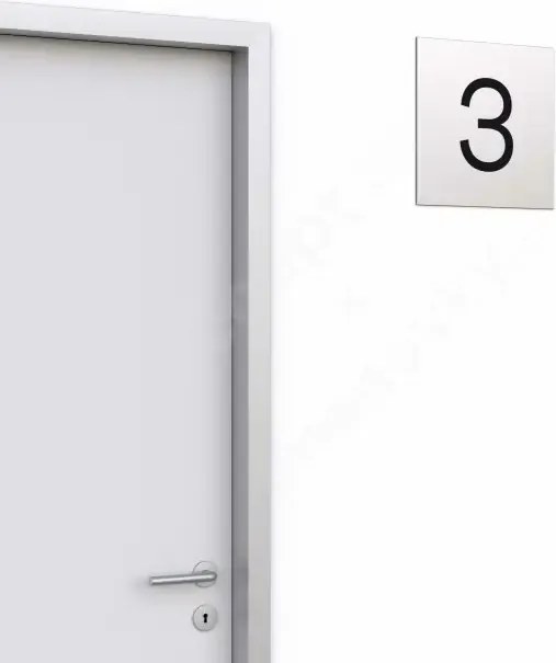 ACCEPT Označení podlaží - číslo "3" - stříbrná tabulka - černý popis
