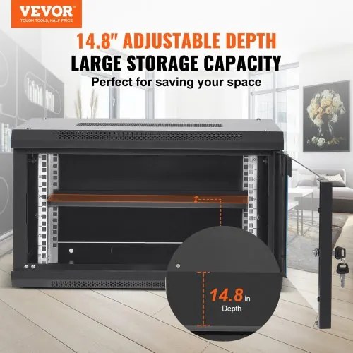 Síťová serverová skříň pro montáž na stěnu 6U, hloubka 39,4 cm