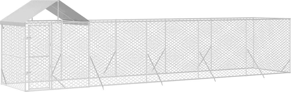 Venkovní psí kotec se střechou stříbrný 10 x 2 x 2,5 m ocel 3190468